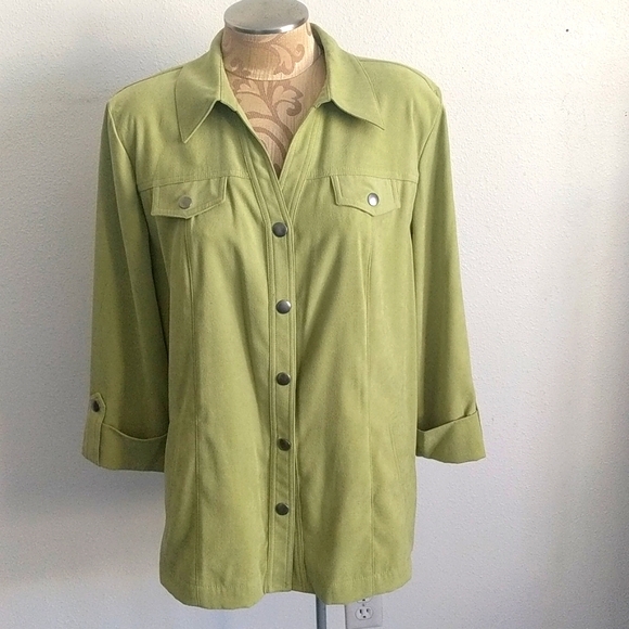 JM Collection | Jackets & Coats | Lime Green Suede Like Jacket | Poshmark